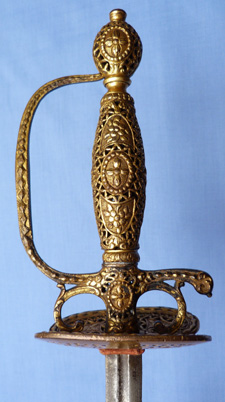 C.1750 European Decorated Gilt-Brass Smallsword