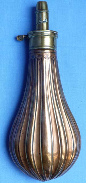 British 19th Century Fluted Copper Powder Flask