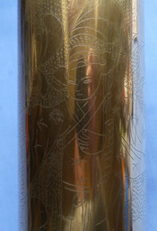 British WW1 Trench Art Chinese Motifs Brass Shell Case