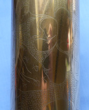 British WW1 Trench Art Chinese Motifs Brass Shell Case