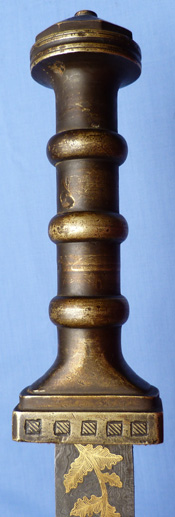 German 19th Century Damascus & Gold Blade Gladius Sword