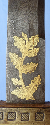 German 19th Century Damascus & Gold Blade Gladius Sword