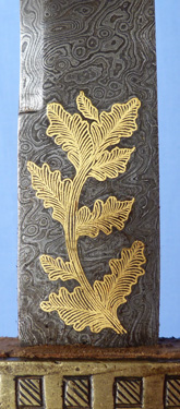 German 19th Century Damascus & Gold Blade Gladius Sword