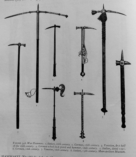 C.1590 North Italian Horseman's War Hammer Axe