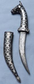 Vintage Small Indian Silver Dagger with Damascus Blade - MilitariaHub