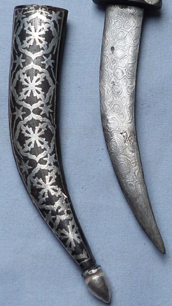 Vintage Small Indian Silver Dagger with Damascus Blade - MilitariaHub